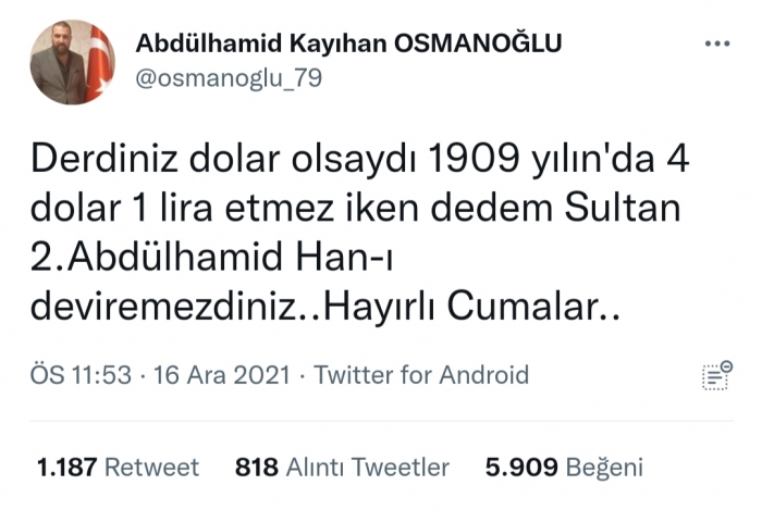 abdülhamid kayıhan osmanoğlu nun dolar tweeti - uludağ sözlük galeri