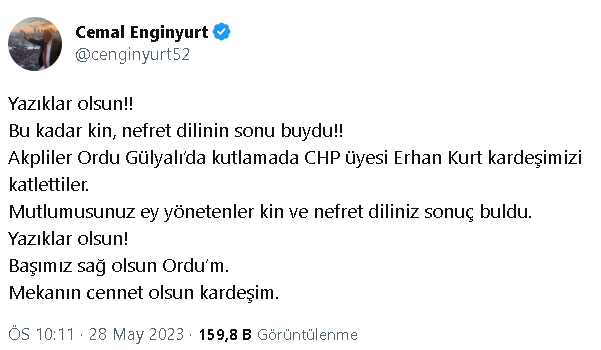 ordu da chp üyesi erhan kurt un öldürülmesi #2311409 - uludağ sözlük galeri